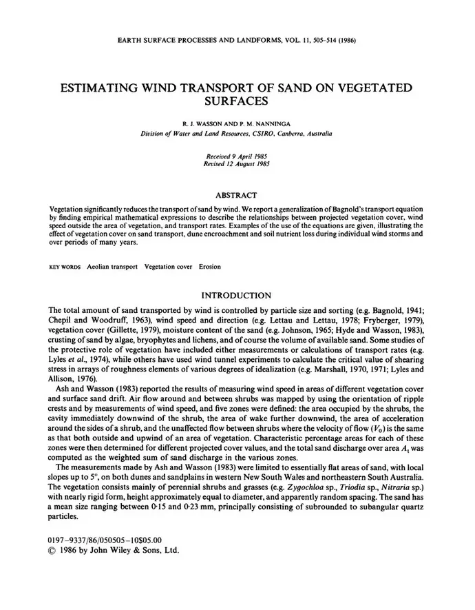Estimating wind transport of sand on vegetated surfaces