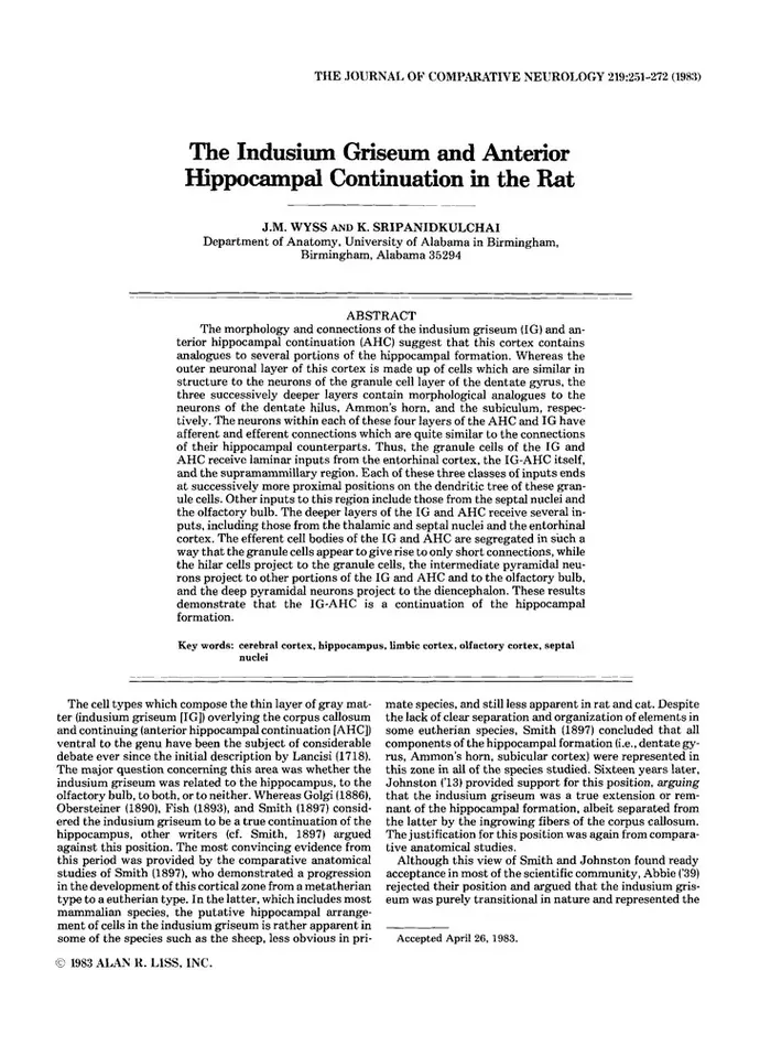 The indusium griseum and anterior hippocampal continuation in the rat