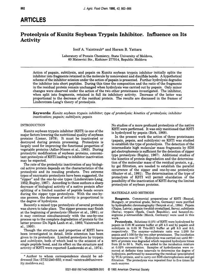 Proteolysis of Kunitz soybean trypsin inhibitor. Influence on its activity