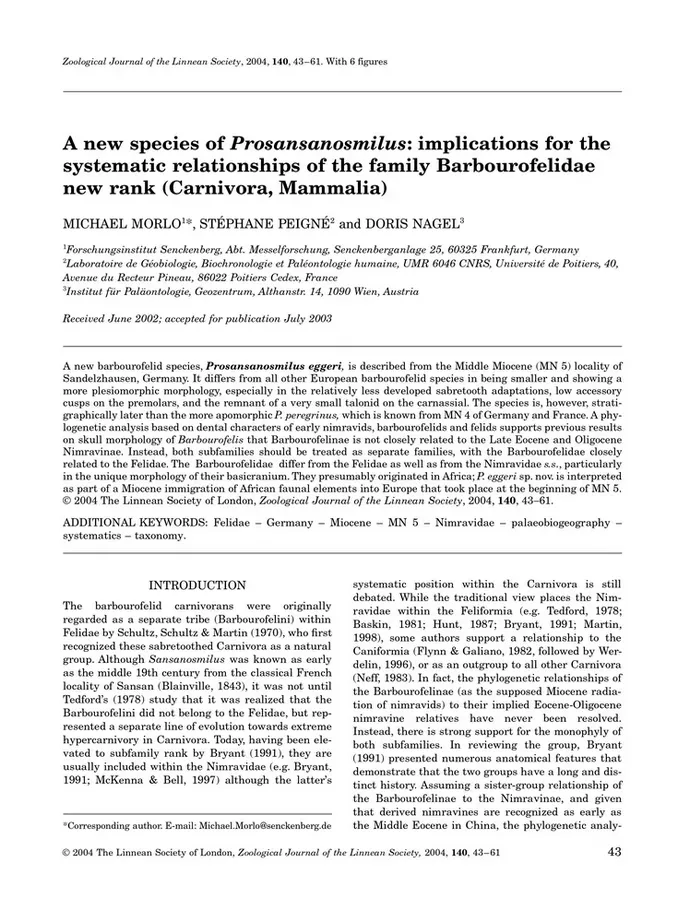 A new species of Prosansanosmilus: Implications for the systematic ...
