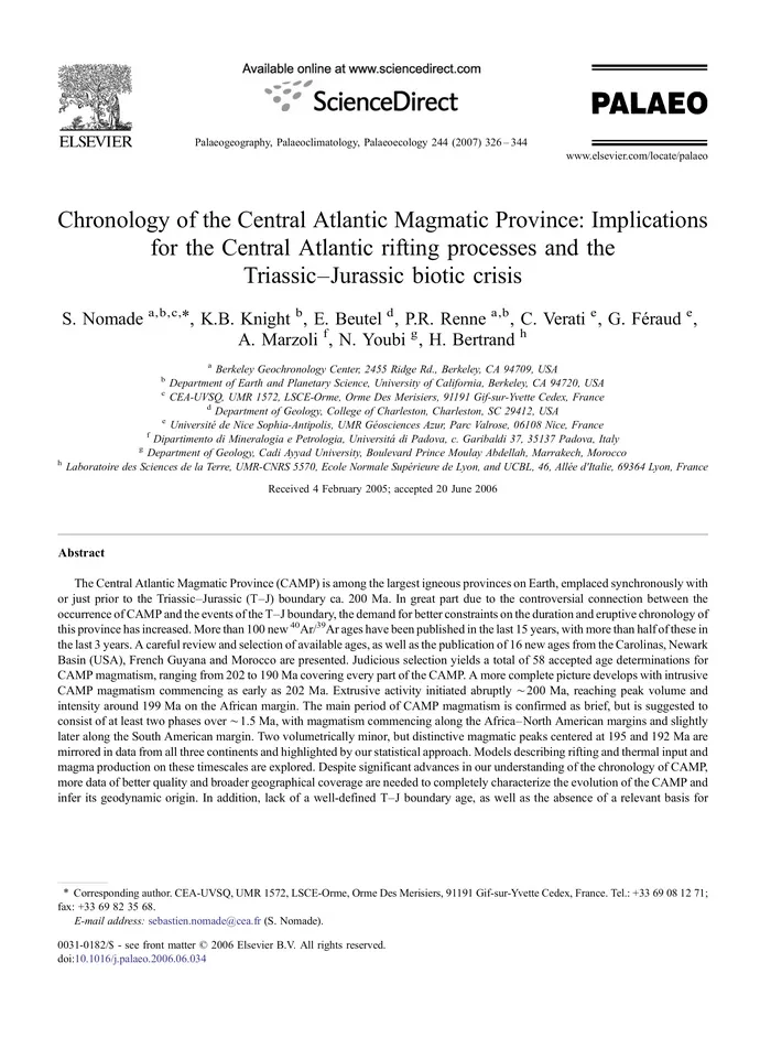 Chronology of the Central Atlantic Magmatic Province: Implications for ...