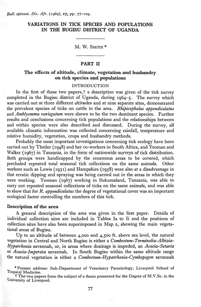 Variations in tick species and populations in the Bugisu district of ...