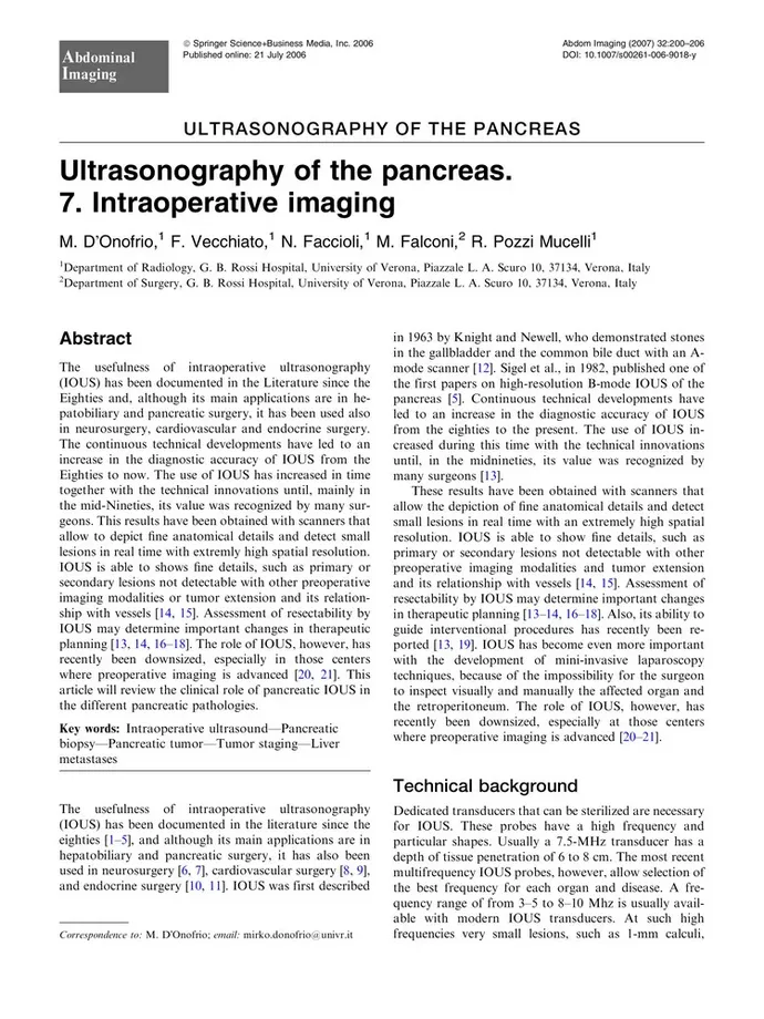 Ultrasonography of the pancreas. 7. Intraoperative imaging