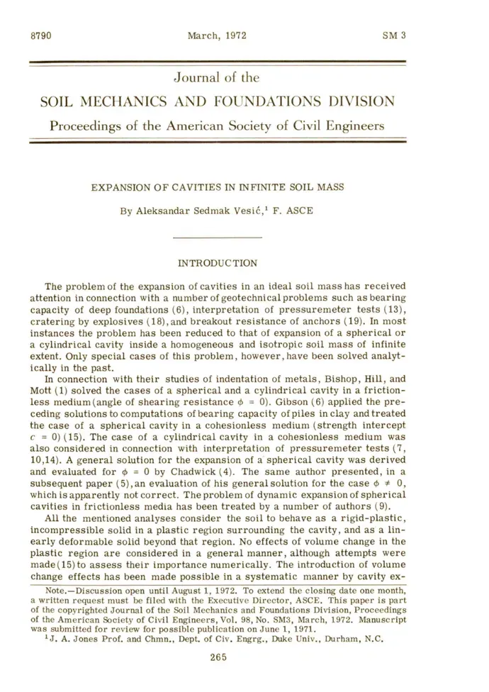 Expansion of Cavities in Infinite Soil Mass