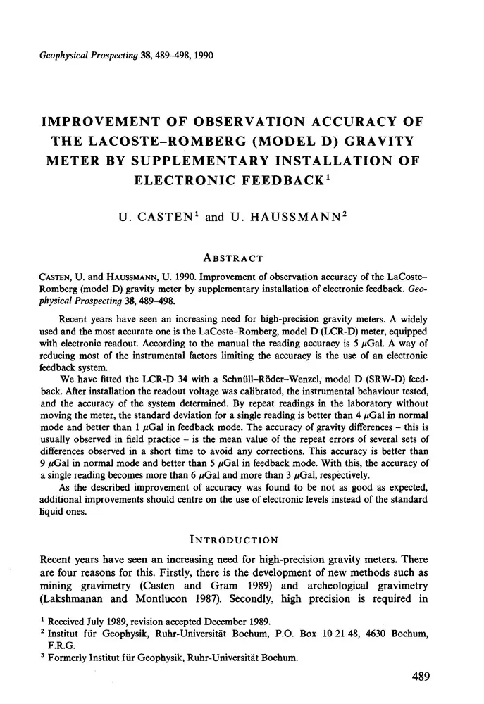 Improvement of observation accuracy of the Lacoste-Romberg (model D ...