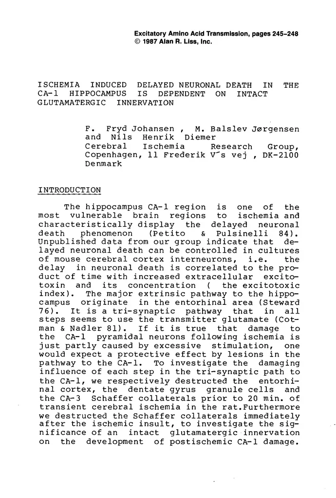 Ischemia induced delayed neuronal death in the CA-1 hippocampus is ...