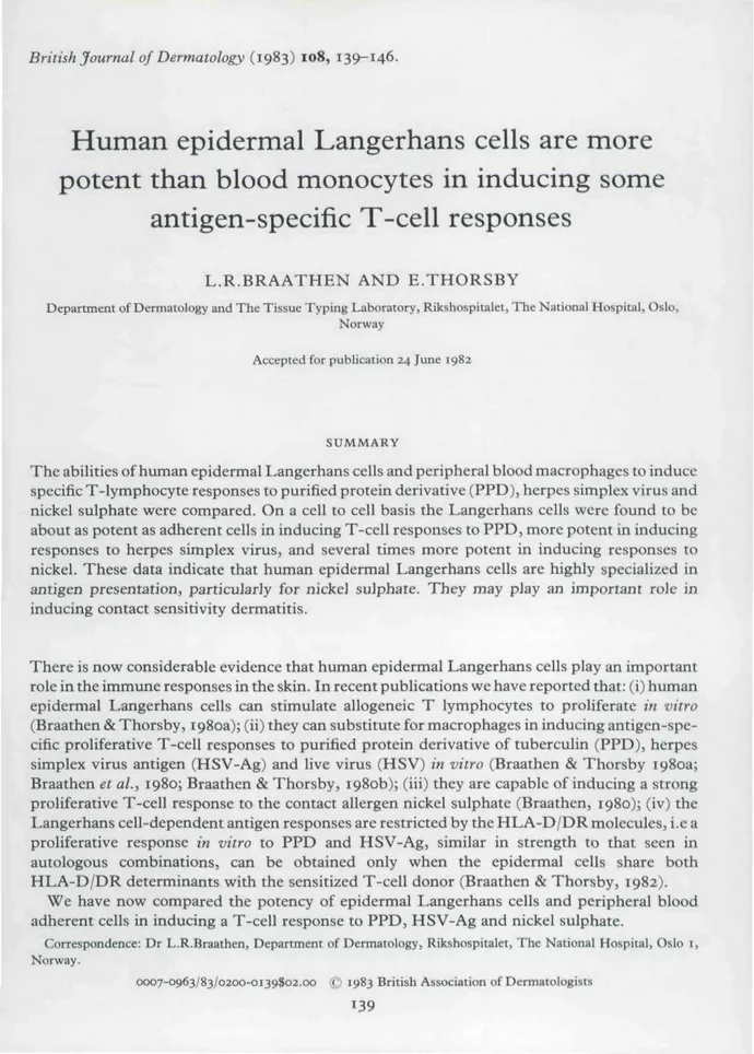 Human epidermal Langerhans cells are more potent than blood monocytes ...