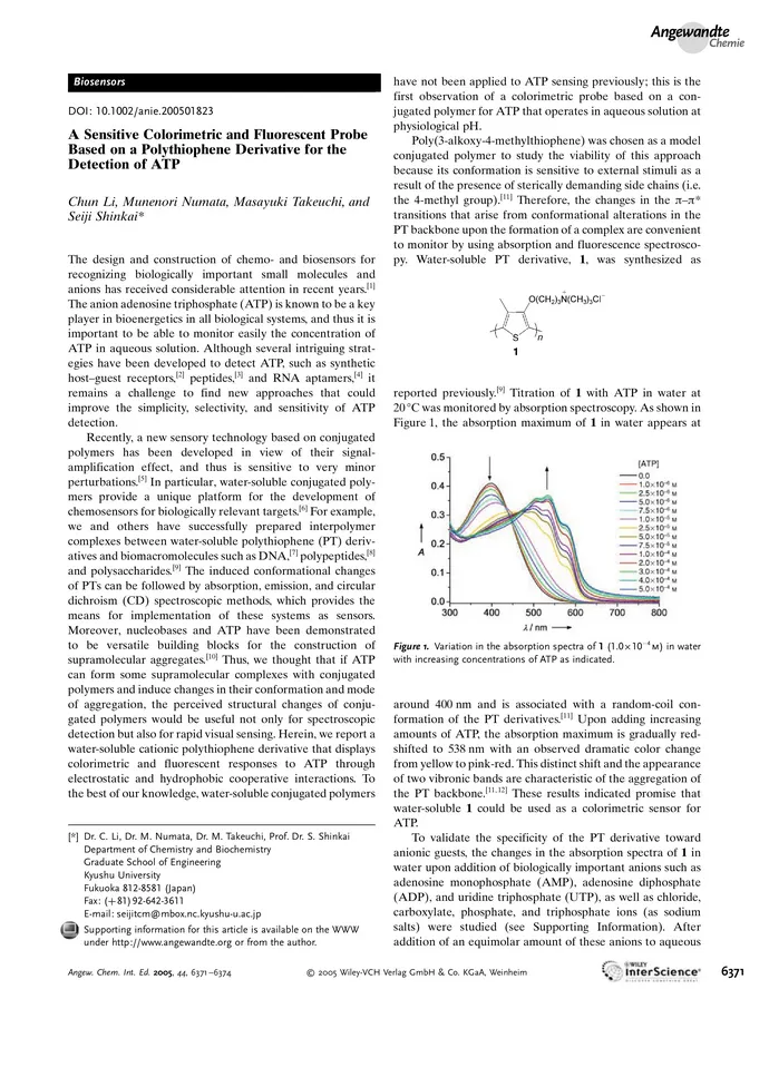 A sensitive colorimetric and fluorescent probe based on a polythiophene ...