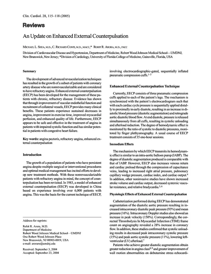An update on enhanced external counterpulsation