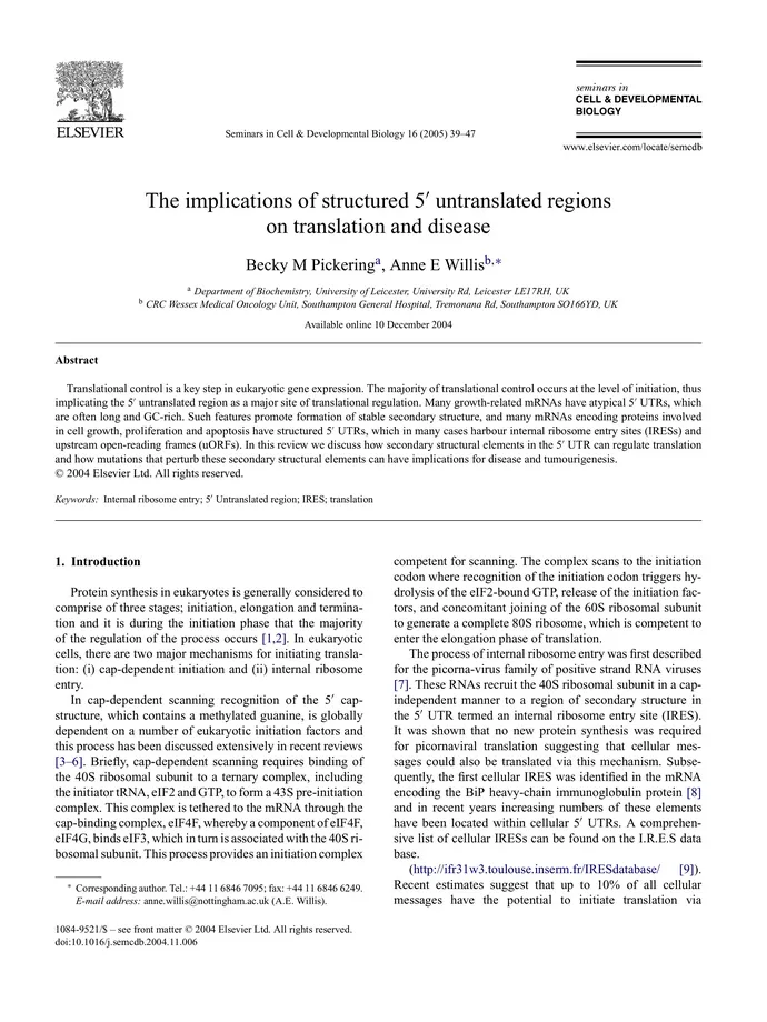 The implications of structured 5' untranslated regions on translation ...