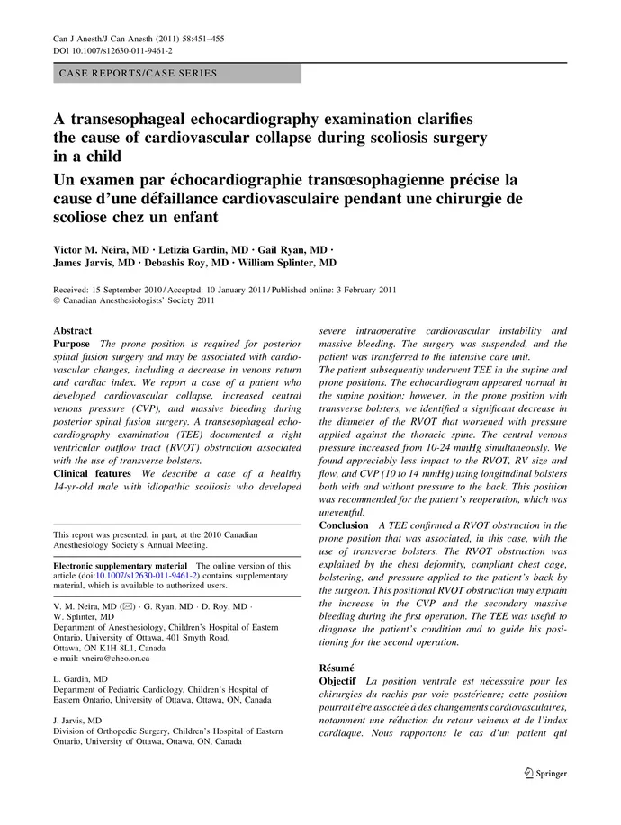 A transesophageal echocardiography examination clarifies the cause of ...