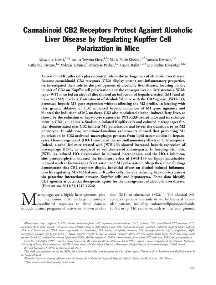 Cannabinoid CB2 receptors protect against alcoholic liver disease by ...
