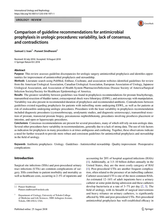 Comparison of guideline recommendations for antimicrobial prophylaxis ...
