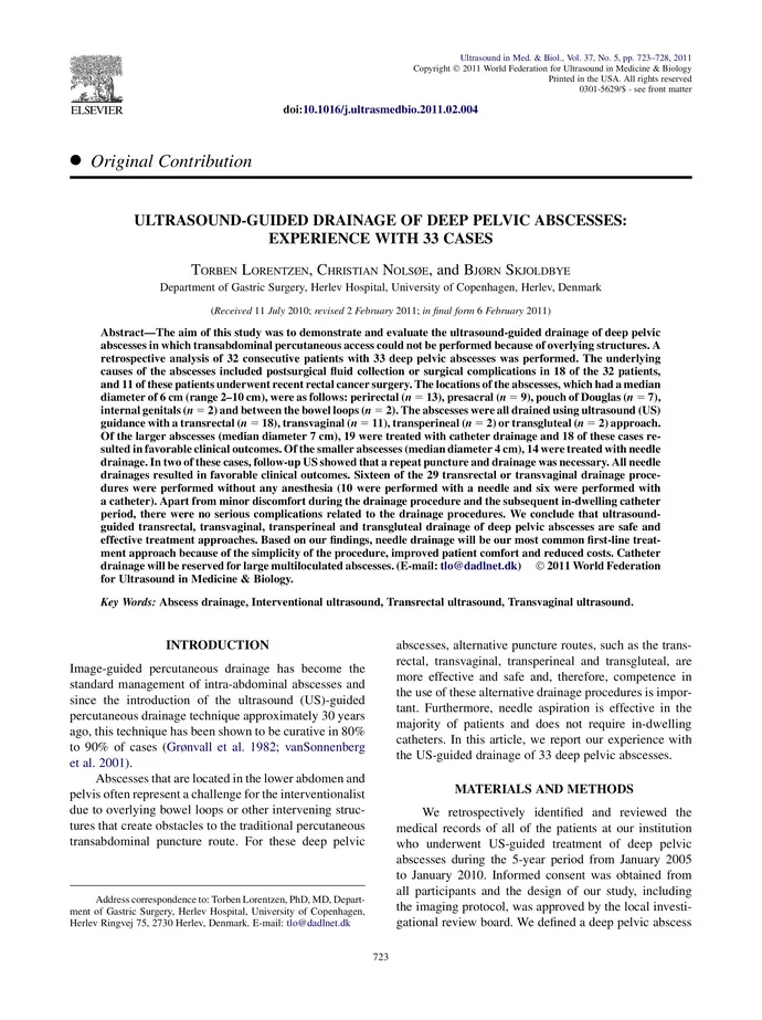 Ultrasound-guided drainage of deep pelvic abscesses: experience with 33 ...