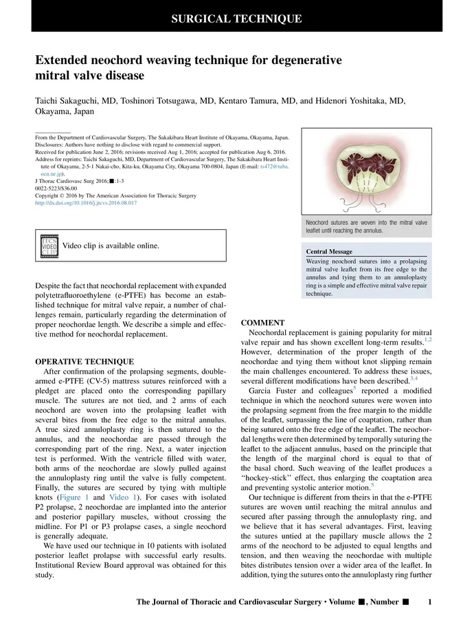 Extended neochord weaving technique for degenerative mitral valve disease