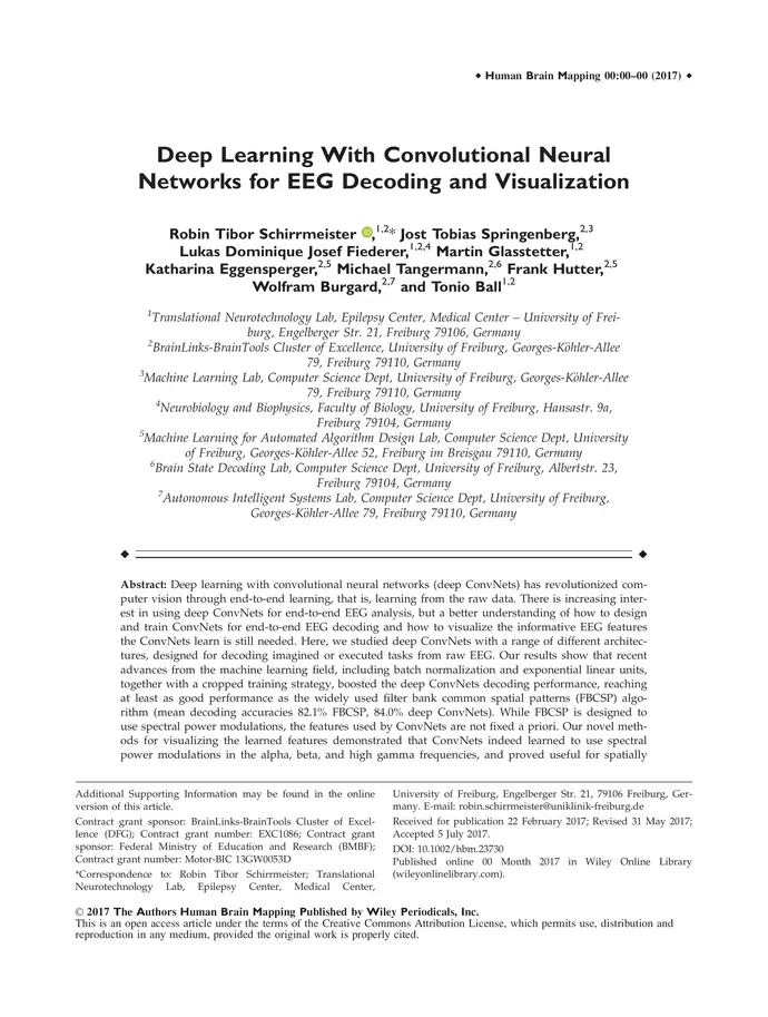 Deep learning with convolutional neural networks for EEG decoding and ...