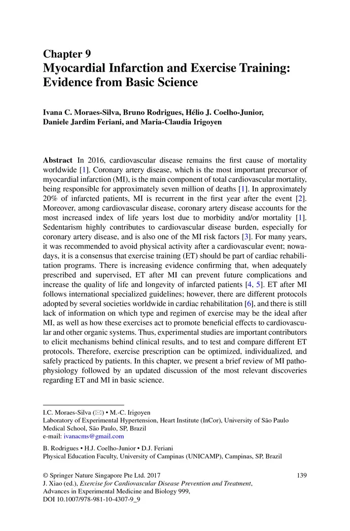 Myocardial Infarction and Exercise Training: Evidence from Basic Science