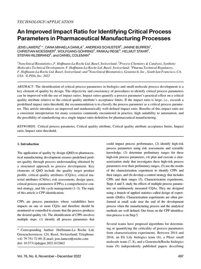 An Improved Impact Ratio for Identifying Critical Process Parameters in ...